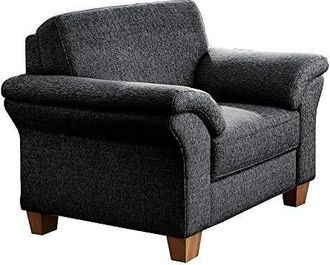 Cavadore Sessel Byrum / Großer 1-Sitzer im Landhausstil mit Federkern / Passend zur edlen Sofagarnitur Byrum / 101 x 87 x 88 / Flachgewebe: Grau