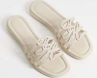 Tommy Hilfiger Pantoletten in Wei&szlig; mit Schriftzug