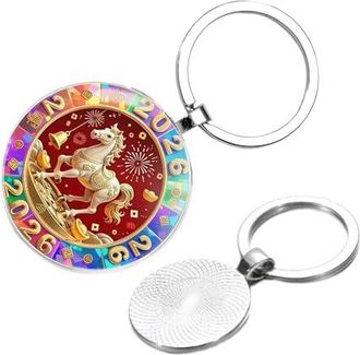 Generic Porte-cl&eacute;s cheval pour femme | Ornements de collection 2026 2D - Porte-cl&eacute;s en forme danimal de lann&eacute;e du cheval | pour adultes, gar&ccedil;ons et filles, an