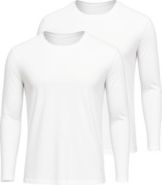 Tazzio Langarmshirt (2er-Pack) Herren Langarm Shirt, Rundhalsausschnitt, unifarben E108 (Wei&szlig;, M)