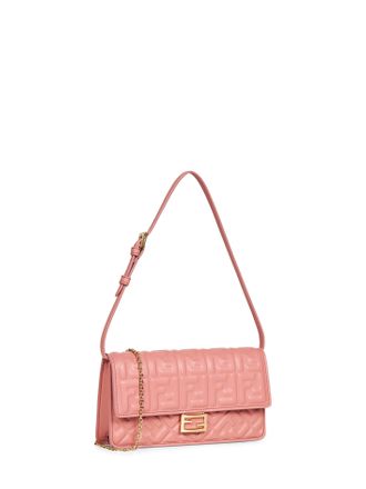 Fendi Womens Wallet On Chain Baguette Mini Bag Pink Lambskin