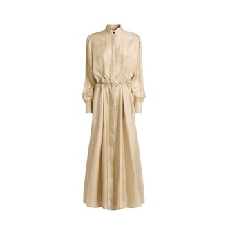 Kiton Seidenhemdkleid mit Mikro-Chevron-Design - - Dresses - Damen - Beige - XL