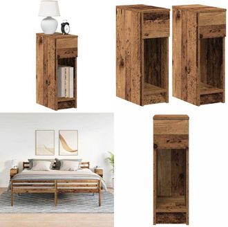 vidaXL Nachttische mit Schubladen 2 Stk. Altholz-Optik 20x36x60 cm - Nachttisch mit Schublade - Altholz Nachttisch