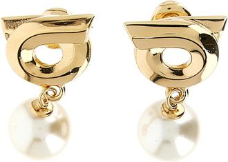 Ferragamo Femme, Accessoires, Jaune, Taille: ONE Size Boucles doreilles Gancini Dancing Pearl