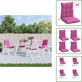 vidaXL Niedriglehner-Auflagen 4 Stk. Rosa Oxford-Gewebe - Niedriglehner Auflagen - Gartenstuhlkissen - Sitzkissen - Gartenm&ouml;bel Zubeh&ouml;r - Oxford Stoff - The