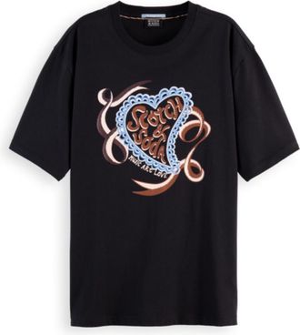 Scotch & Soda Damen Artwork Loose-Fit T-Shirt, Meteorit U014, M