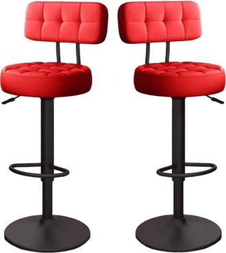 Generic Drehbare, H&ouml;henverstellbare Barhocker, 2Er-Set, Dick Gepolsterte R&uuml;ckenlehne mit Fu&szlig;st&uuml;tze, Barhocker Aus Pu-Leder f&uuml;r K&uuml;che, Esszimmer, Wohnzimmer