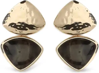 Self Portrait Mottled Gold Brown Enamel Earring