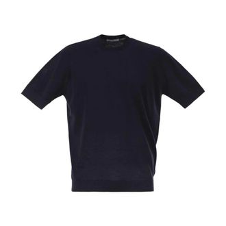 Pantaloni Torino T-shirt en maille de coton avec finitions c&ocirc;tel&eacute;es - Homme - Tops - Bleu - Taille: XL