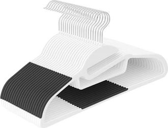 Relaxdays Kleiderbügel, 20er Set, rutschfest gummiert, Steg, Öffnung U-Form, Krawattenhalter, Bügel platzsparend, weiß