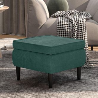 vidaXL Tabouret avec pieds en bois Vert fonc&eacute; Velours vidaXL