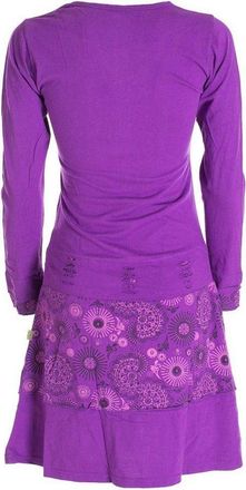 vishes Midikleid Langarm Keid Mandala Druck Rundhals Ausschnitt Boho Ethno, Festival, Goa Style