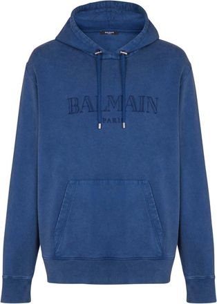 Balmain Homme, Sweatshirts et sweats &agrave; capuche, Bleu, Taille: 2XL Vintage Embroidered Sweat &agrave; capuche