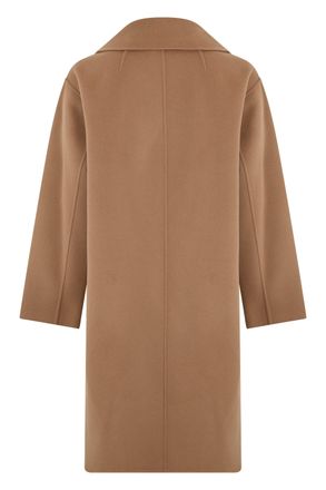 Max Mara Womens Double-Breasted Coat Magnolia Camel Virgin Wool Double Breasted & Peacoats