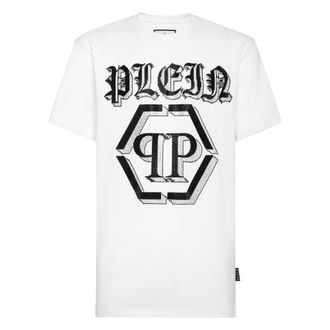 Philipp Plein Homme, Tops, Blanc, Taille: 3XL T-shirt Round Neck SS Chrome