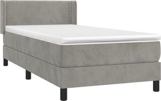 vidaXL Boxspringbett mit Matratze Hellgrau 90x200 cm Samt Vidaxl
