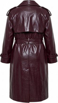 Ulla Popken Trenchcoat Trenchcoat Lederoptik Reverskragen doppelreihig