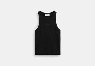 Coach Geripptes Coach Script Tanktop f&uuml;r Frauen in Schwarz, Gr&ouml;&szlig;e X-Klein | Baumwolle