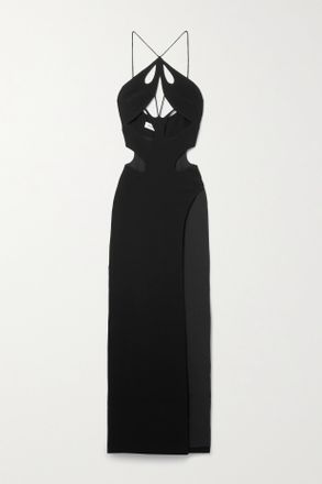 M&ocirc;not Neckholder-robe Aus Cr&ecirc;pe Mit Cut-outs - Schwarz