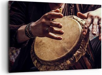 Arttor Bilder auf Leinwand 100x70cm Leinwandbild Trommel Indien Musiker Groß Wanddeko Bild Schlafzimmer Küche Deko Wandbilder Dekoration Wohnzimmer Wall Deco