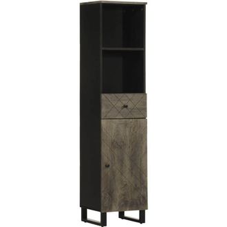vidaXL Badschrank Schwarz 38x33x160 cm Massivholz Mango - Vidaxl