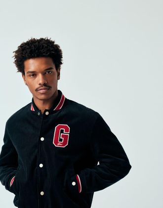 GANT G - College-Jacke aus Cord in Schwarz mit Logo