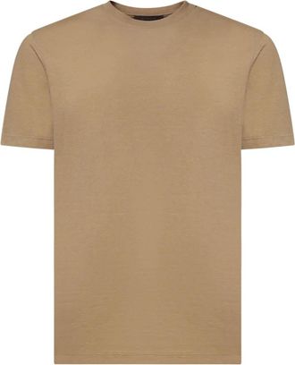 Zanone Homme, Tops, Brun, Taille: 2XL T-shirt en coton glac&eacute;