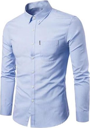 Generic Chemise Homme Slim Fit Revers Affaires Classique Travail avec Poches Manches Longues Quotidien Casual Couleur Unie Chemise Hommes