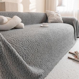 Generic Baumwollsofa-Schutz vor Haustieren, haustierfreundliche Loveseat-Anti-Kratz-Couchh&uuml;lle, weiche waschbare dekorative Sofahusse Dark-Gray 180x300cm/70.8