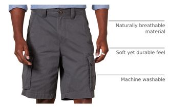 Amazon Essentials Herren 25cm Cargo-Shorts in klassischer Passform (erh&auml;ltlich in Big & Tall), Dunkelgrau, 36W