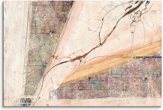 Paul Sinus Art 80x60cm Fotoleinwand Leinwanddruck Kunstdruck Wandbild beige grau gr&uuml;n Risse