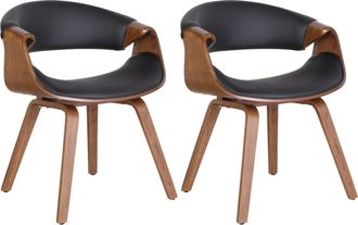 Clp 2er Set Esszimmerstuhl Foley Mit Kunstleder- Oder Stoffbezug I Küchenstuhl Mit Armlehne Und Holzgestell, Farbe:Eiche/schwarz, Material:Kunstleder