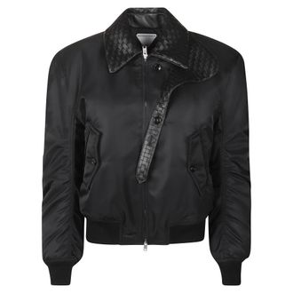 Bottega Veneta Gepolsterte Bomberjacke aus Nylon-Satin - - Jackets - Damen - Schwarzk - S
