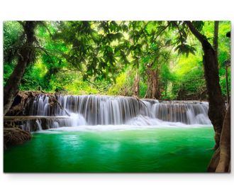 Paul Sinus Art Leinwandbilder | Bilder Leinwand 120x80cm Wasserfall in Kanjanaburi - Thailand