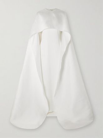 Solace London Leni Robe Aus Cr&ecirc;pe Und Faille Mit Cape-effekt - Elfenbein