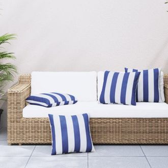 vidaXL Vidaxl - Zierkissen 4 Stk. Blau & Wei&szlig; Gestreift 60x60 cm Stoff