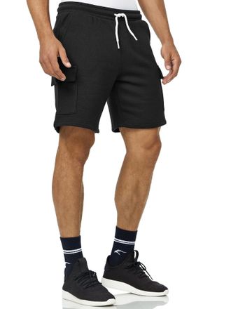 Indicode Herren Dannie Cargo Sweatshorts mit Kordelzug | Herrenshort Sport Trainingshose Black, XL