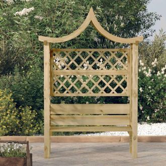 vidaXL Vidaxl - Pergola de jardin avec toit et banc Bois de pin impr&eacute;gn&eacute;