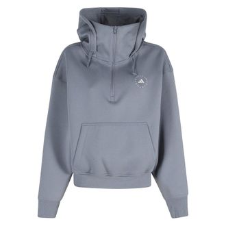 adidas by Stella McCartney Femme, Sweatshirts et sweats &agrave; capuche, Bleu, Taille: 38 FR SweaT-shirt &agrave; demi-fermeture &eacute;clair