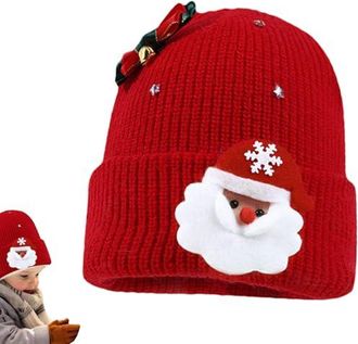 Generico Chapeaux dhiver pour femmes, bonnet tricot&eacute; de f&ecirc;te | chapeau chaud avec P&egrave;re No&euml;l et cloche avec | pour les f&ecirc;tes de No&euml;l dhiver vacances neige rando