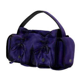 Acne Studios Unisex Multipocket Bleached Calfskin Shoulder Bag Purple