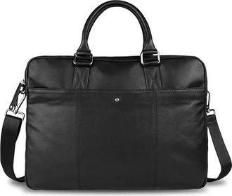 Bugatti Black Magic Grand sac daffaires pour homme en cuir, sac business avec compartiment pour ordinateur portable 17, noir