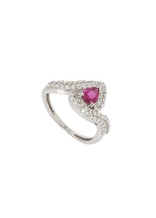 Bespoke 18ct White Gold Diamond & Ruby Ring - Size 52.5