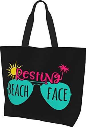 AOOEDM Sac &agrave; provisions r&eacute;utilisable en toile pour dames Resting Beach