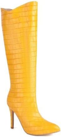 Generic Escarpins &agrave; talon aiguille &agrave; bout pointu pour femme - Chaussures larges &agrave; enfiler - Bottes montantes tendance pour les loisirs et les f&ecirc;tes, jaune, 39