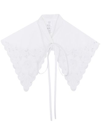 Patou col en popeline &agrave; broderies - Blanc