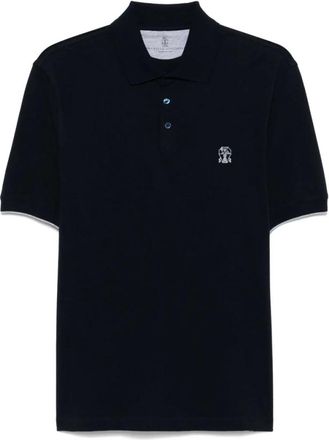 Brunello Cucinelli Homme, Tops, Bleu, Taille: XL Polo en coton avec logo