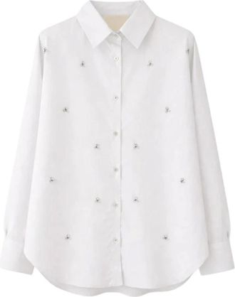 A Paper Kid Femme, Blouses et Chemises, Blanc, Taille: 44 FR Chemise en coton orn&eacute;e