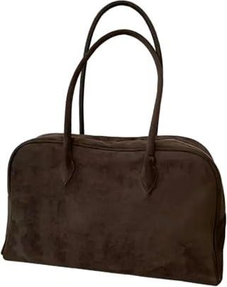 Generic JCVBN Sac &agrave; main vintage en cuir synth&eacute;tique pour ordinateur portable avec doublure durable et fermeture &eacute;clair, Couleur caf&eacute;