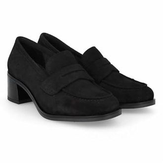 Lince Lince Mocasin Tacon Comodo | Semelle en caoutchouc | Semelle int&eacute;rieure en gel amovible | I53002-9 | Fabriqu&eacute;es en Espagne, Noir - cuir/daim, 35 EU